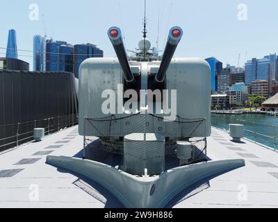 Gun turret on the HMAS Vampire ship exhibit at the Australian National ...