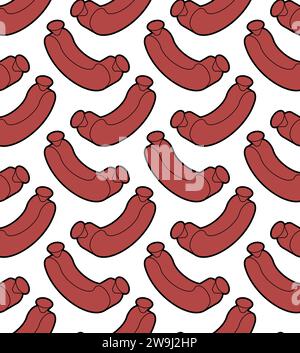 Sausage isometric pattern seamless. Meat delicacies Sausages background ...