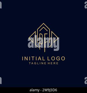 Monogram PF with rhombus line logo style, Luxury elegant logo design ideas vector graphic Stock ...