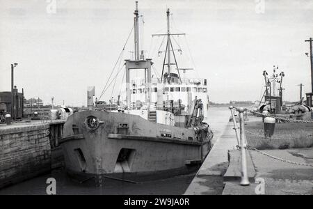 1972, historical picture of the docks at Fleetwood, Lancs, England, UK ...