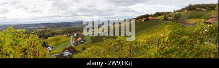 Vineyards in autumn, near Kloech, panoramic view, south-eastern Styrian ...