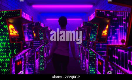 fun in the arcade (3d rendering Stock Photo - Alamy