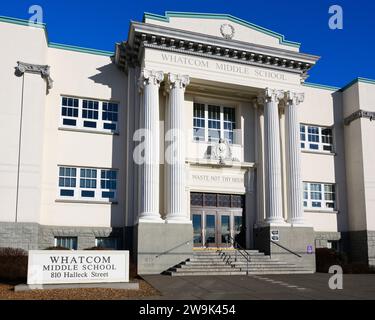 Bellingham, WA, USA - December 16, 2023; Facade of Bellingham High ...