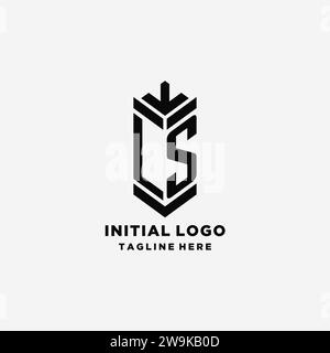 LS Logo monogram letter with shield shape design template Stock Vector ...