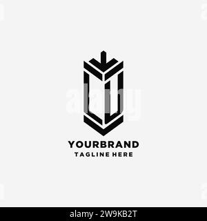 LU Vector logo initials shield with royal crown minimalist, elegant ...