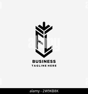 FL Vector logo initials shield with royal crown minimalist, elegant ...