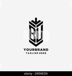 Initials Bu Logo Shield Guard Shape Creative Logo Design Concept