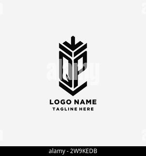 Initials QP logo shield guard shape, creative logo design concept ...