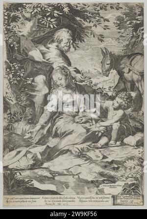 The Rest on the Return from Egypt 1575 Cornelis Cort Netherlandish. The ...