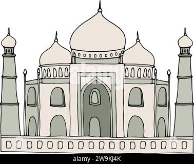 Simple black flat drawing of the TAJ MAHAL, AGRA Stock Vector Image ...