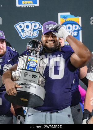 Kansas State offensive lineman KT Leveston runs a drill at the NFL ...