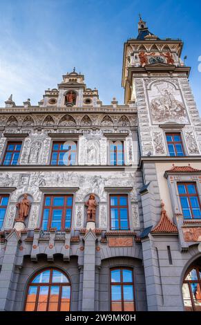 street at the old town of Prachatice, Bohemia, Czech Republic, Europe ...