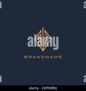 Monogram AZ with rhombus line logo style, Luxury elegant logo design ...