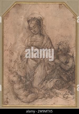 Recto: Virgin and Child, and Saint John the Baptist; Verso: Summary ...