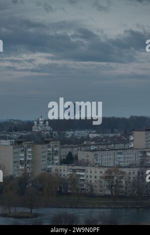 Novyi Rozdil, Lviv, Ukraine. 29th Dec, 2023. The smoke rises from the ...