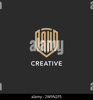 Initial AX shield logo monoline style, modern and luxury monogram logo design vector graphic ...