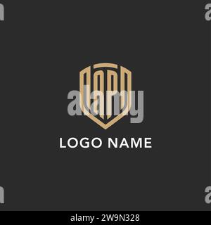 Initial AP logo monoline shield icon shape with vector graphic Stock ...