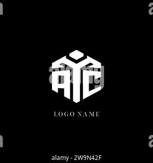 AC initial monogram logo with hexagonal shape and swoosh design ideas ...