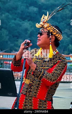 Traditional ethnic Thao singer, Ita Thao, Sun Moon Lake, Yuchi, Taiwan ...