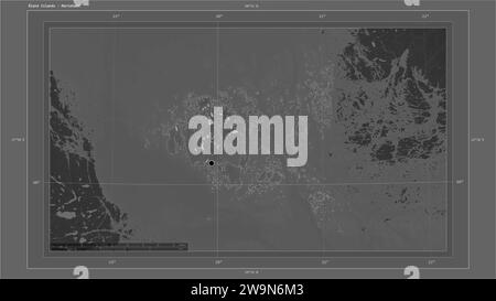 Aland Islands highlighted on a Grayscale elevation map with lakes and rivers Stock Photo - Alamy