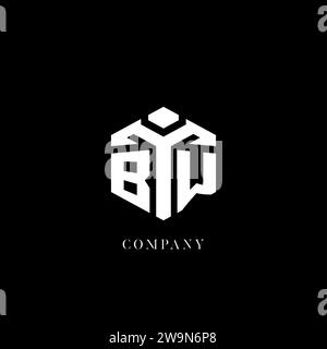 BW initial monogram logo with hexagonal shape and swoosh design ideas ...