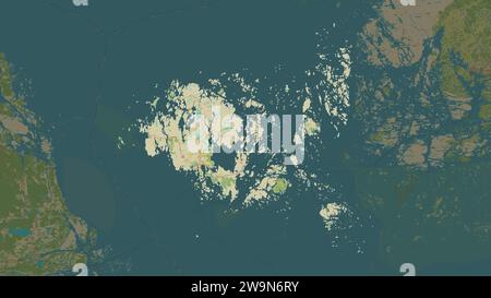 Aland Islands highlighted on a topographic, OSM Humanitarian style map map with the country's ...