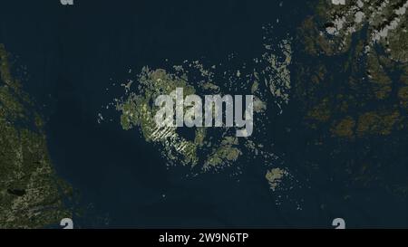 Aland Islands highlighted on a high resolution satellite map map with the country's capital ...