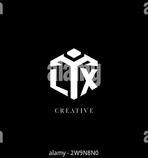 LX initial monogram logo with hexagonal shape and swoosh design ideas ...