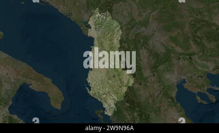 Albania highlighted on a high resolution satellite map map with the country's capital point ...