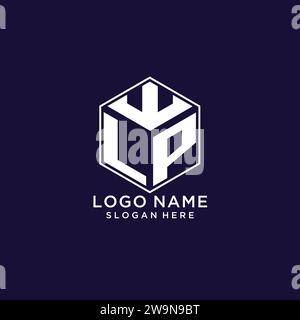 LP initial monogram logo with hexagonal shape style, real estate logo ...
