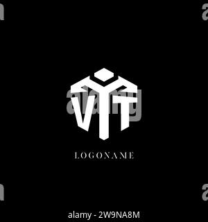 VT initial monogram logo with hexagonal shape style, real estate logo design ideas inspiration ...