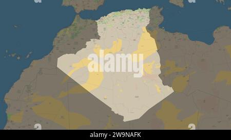 Algeria highlighted on a topographic, OSM France style map map with the ...