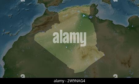 Algeria highlighted on a Colored elevation map with lakes and rivers ...