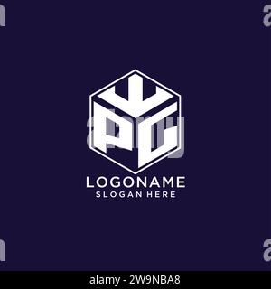 PG initial monogram logo with hexagonal shape and swoosh design ideas ...