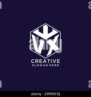 Initial VX logo design with geometric dumbbell and circle line icon ...