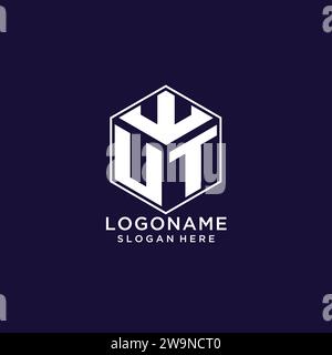 UT initial monogram logo with hexagonal shape style, real estate logo ...