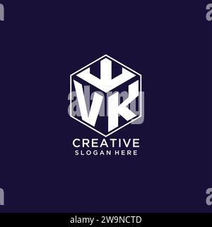 VK initial monogram logo with hexagonal shape and swoosh design ideas Stock Vector Image & Art ...