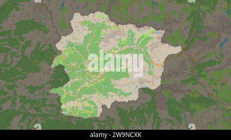 Andorra highlighted on a topographic, OSM Humanitarian style map map ...