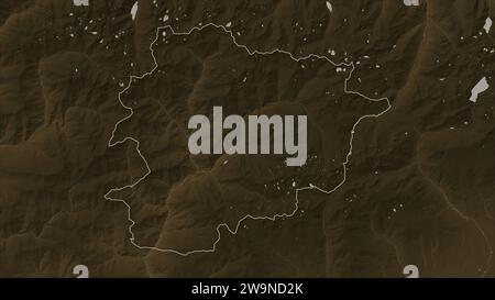 Andorra outlined on a Colored elevation map with lakes and rivers Stock ...