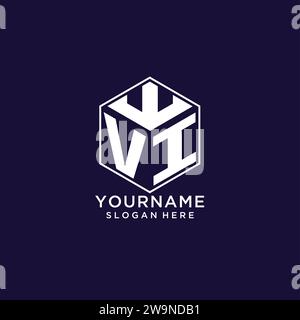 VI initial monogram with hexagon shape logo, creative geometric logo ...