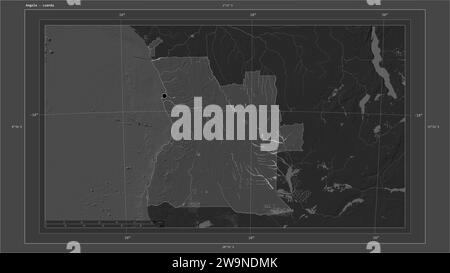 Angola highlighted on a Bilevel elevation map with lakes and rivers ...