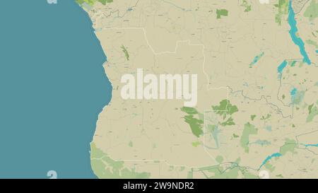 Angola outlined on a topographic, OSM standard style map Stock Photo ...