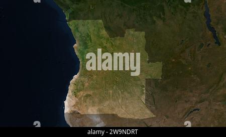 Angola highlighted on a low resolution satellite map map with the ...
