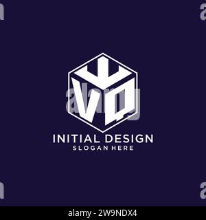 Initial VQ logo hexagon shape geometric style vector graphic Stock ...