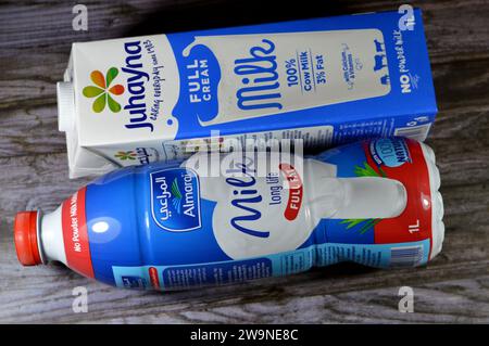 Cairo, Egypt, December 16 2023: Almarai full fat creamy fresh cow's ...