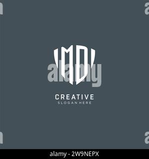MD logo initial with geometric shield shape design style vector graphic ...