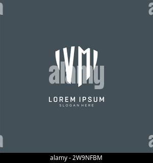 Monogram VM logo with shield geometric shape, elegant luxury initial ...