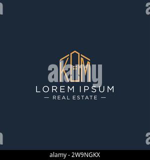 Initial KM logo, clean and modern architectural and construction logo ...