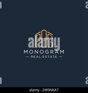 Initial PG logo with creative house icon, modern and professional real ...