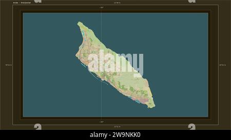 Aruba outlined on a topographic, OSM Humanitarian style map Stock Photo ...